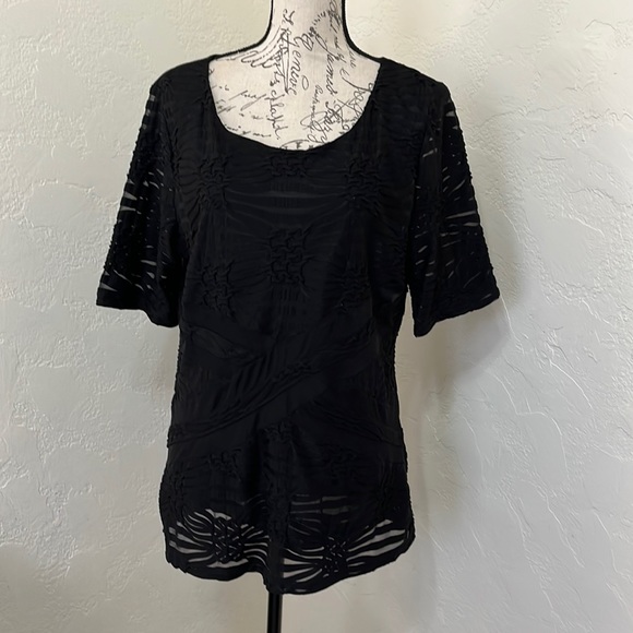 Beige by eci | Tops | Beige By Eci Black Lace Top Size Xl | Poshmark